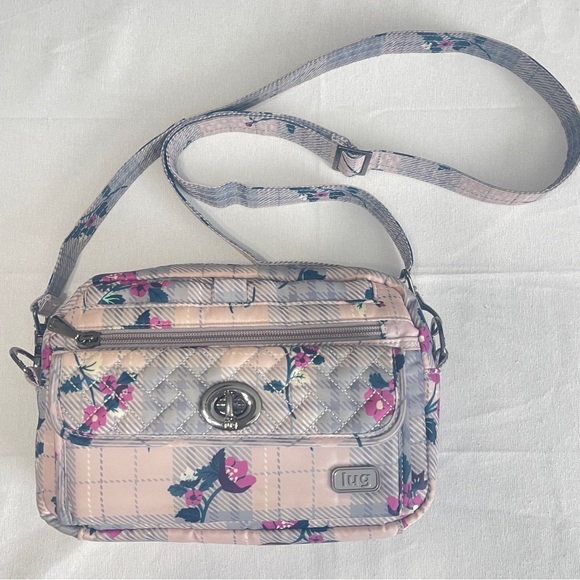 lug | Bags | Lug Switch Crossbody Peekaboo Plaid Floral Pearl Pink And ...